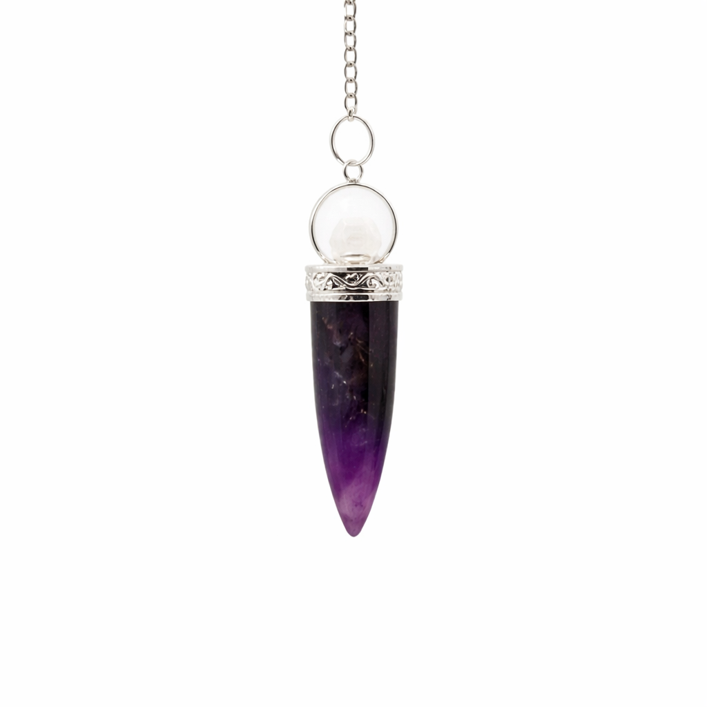 Cone & Silver Ring Pendulum – Assorted Gemstones – Mindfulsouls Europe